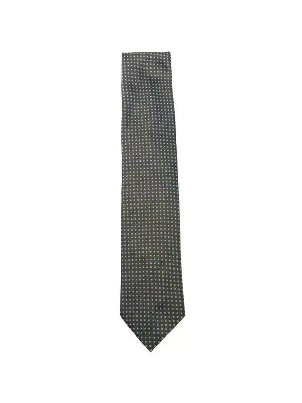 Zegna Geometric Pattern Silk Tie - Green