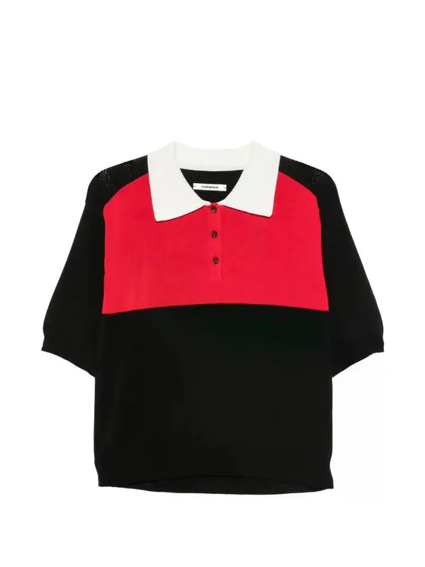 CORDERA Colorblock Perforated-detail Polo Top