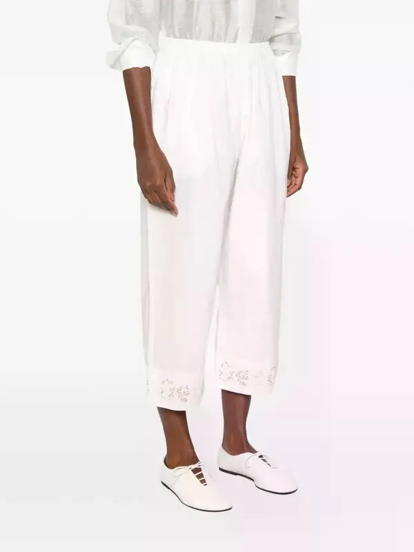AODRESS Embroidered Hem Cropped Trousers
