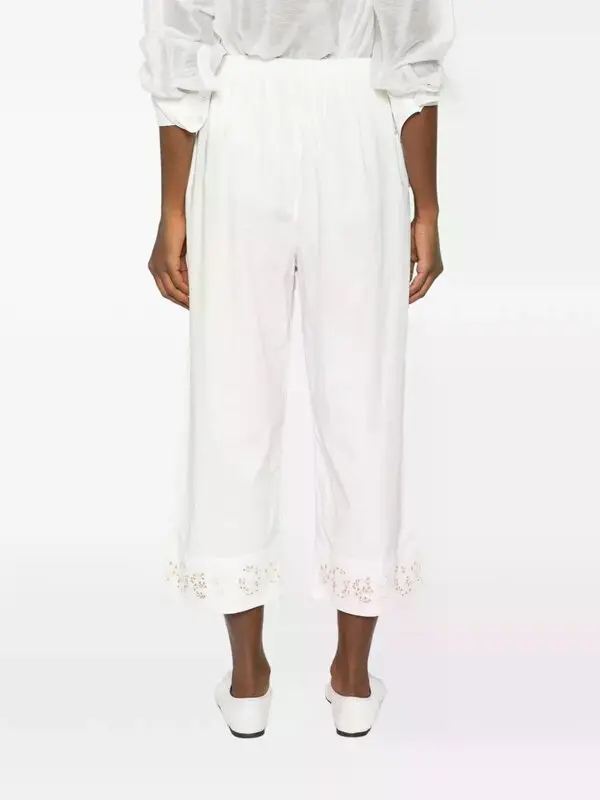 AODRESS Embroidered Hem Cropped Trousers