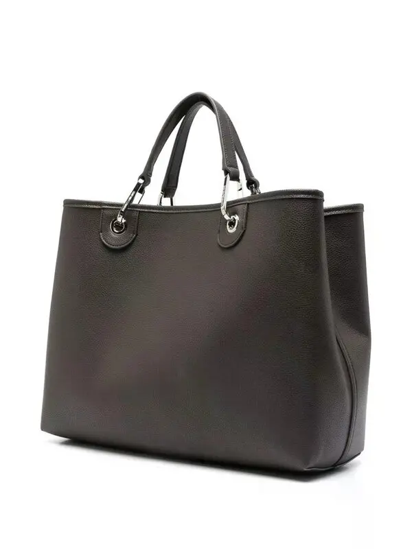 Emporio Armani Logo-print Pebbled-effect Tote Bag - Grey