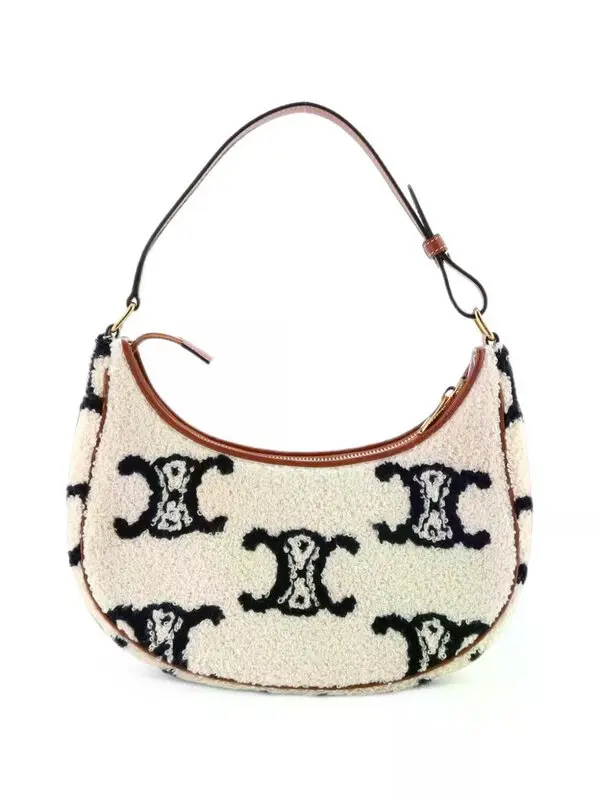 Celine Ava Hobo Bag Triomphe Embroidered Boucle Textile