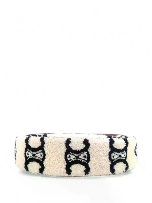 Celine Ava Hobo Bag Triomphe Embroidered Boucle Textile