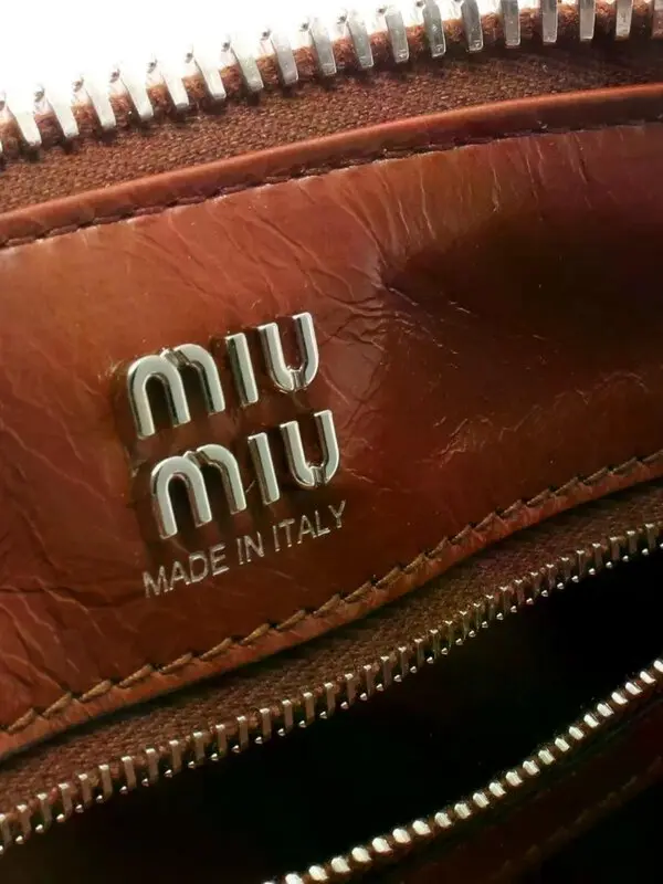 Miu Miu Leather Logo Tote Bag - Orange