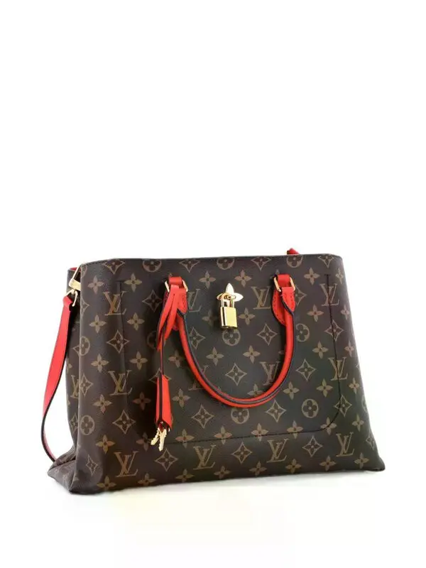 LOUIS VUITTON Flower Monogram Canvas With Leather Tote Bag