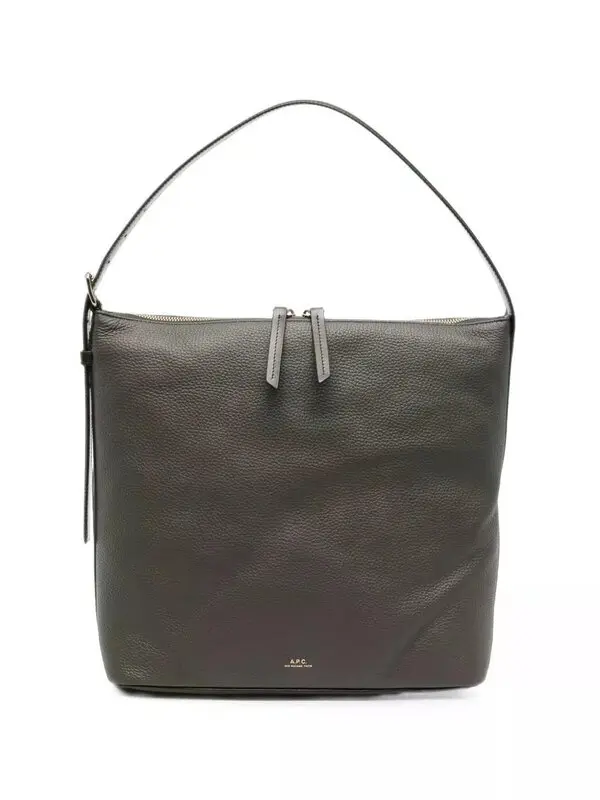 A.p.c. Vera Grained Leather Shoulder Bag - Grey