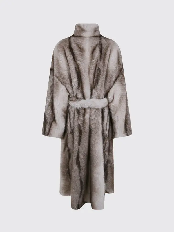 THE FRANKIE SHOP Abstract Pattern Faux Fur Long Robe Coat