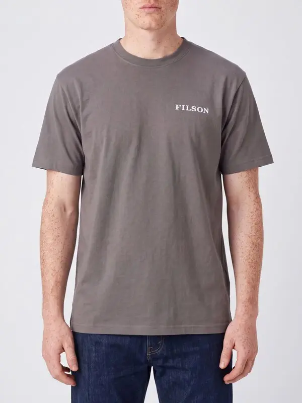 Filson Crewneck Cotton T-shirt With Front Contrast Logo - Cocoa
