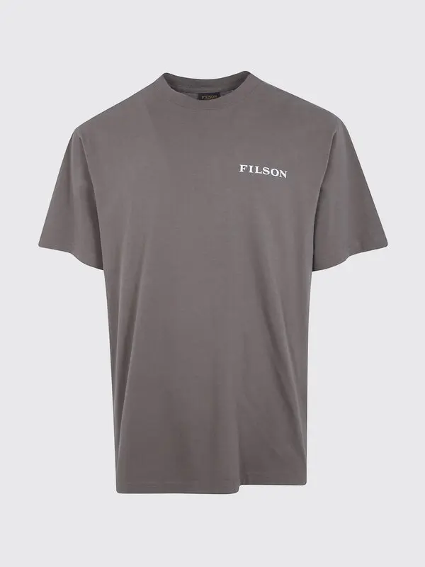 Filson Crewneck Cotton T-shirt With Front Contrast Logo - Cocoa