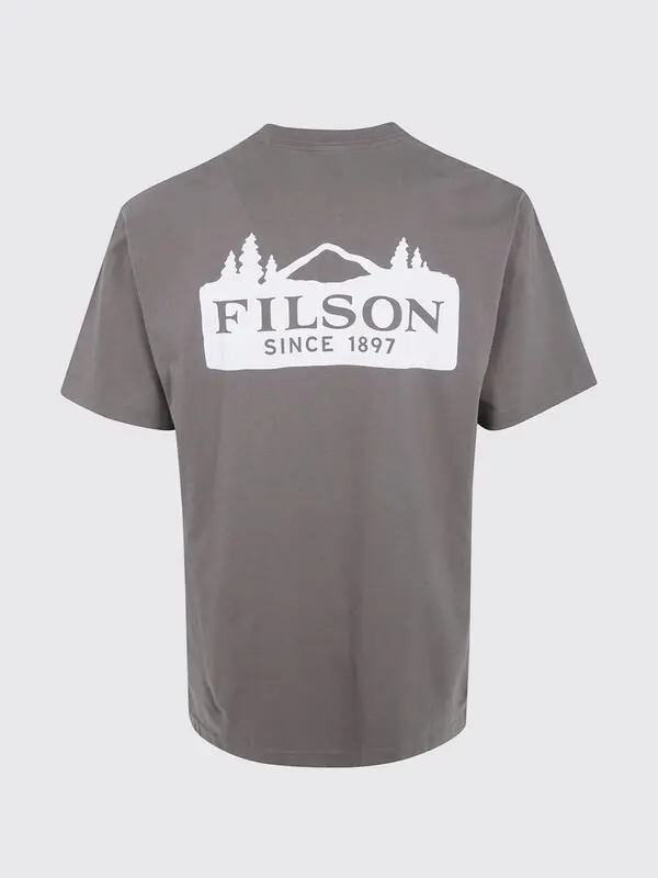 Filson Crewneck Cotton T-shirt With Front Contrast Logo - Cocoa