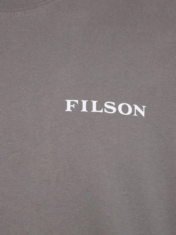 Filson Crewneck Cotton T-shirt With Front Contrast Logo - Cocoa
