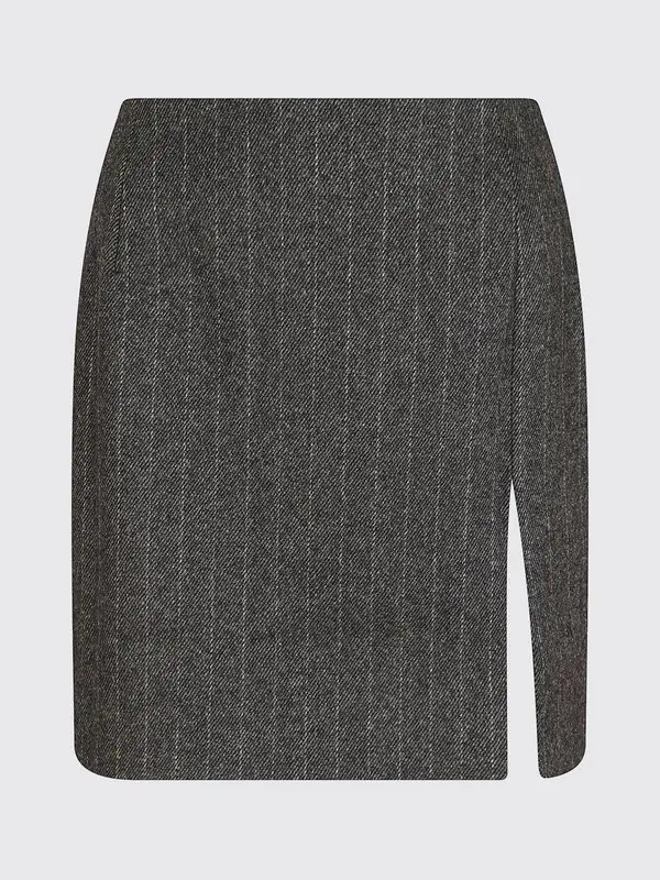 Andamane Pinstripe Midi Skirt - Grey