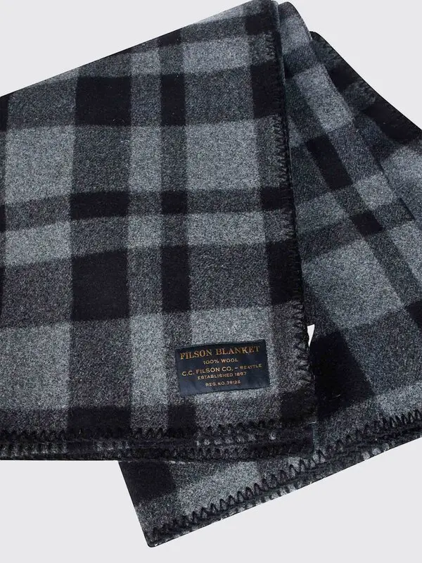 Filson Tartan Virgin Wool Scarf With Applied Logo