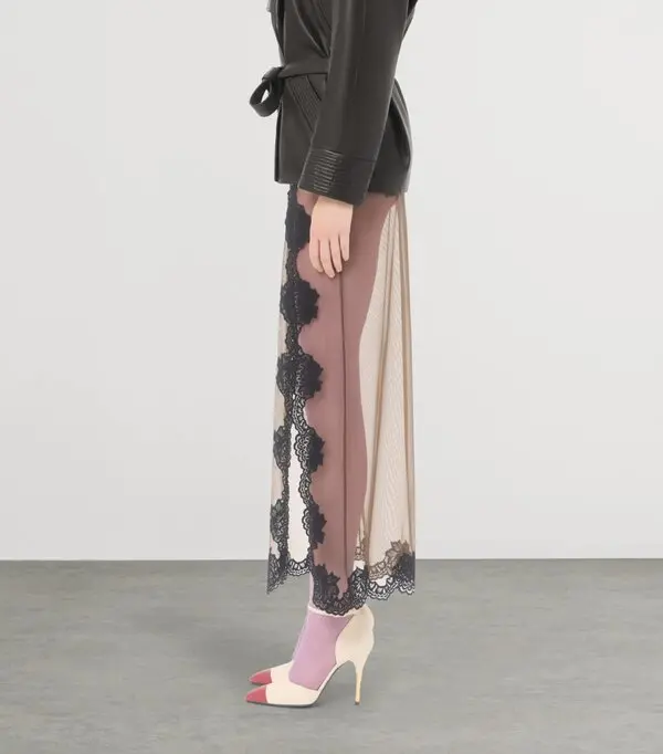 Valentino Garavani Sheer Lace-trim Maxi Skirt
