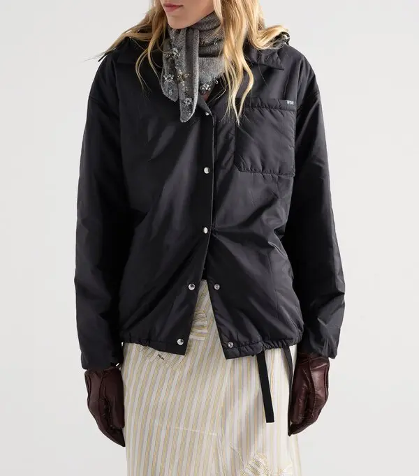 Prada Re-nylon Lightweight Jacket With Drawstring Hem - Black