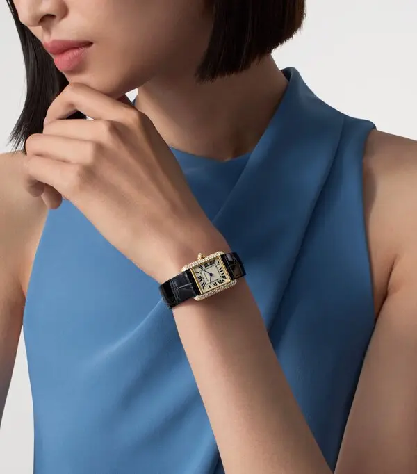Cartier 18kt Gold And Diamond Tank Louis Watch