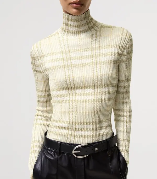 Burberry House Check Funnel Neck Sweater - Beige