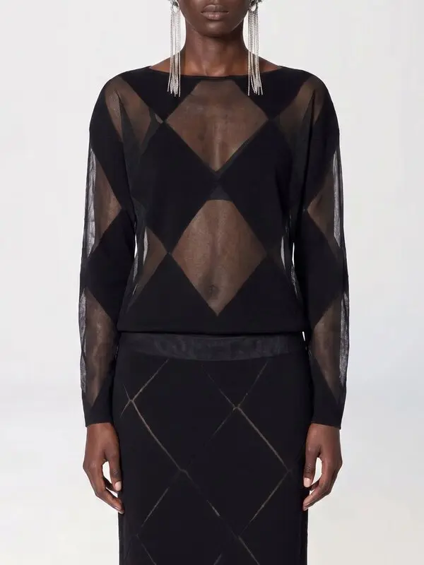 Liviana Conti Argyle Mesh Jumper