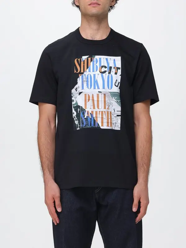 Paul Smith Graphic And Slogan Print Organic Cotton Crewneck T-shirt - Black