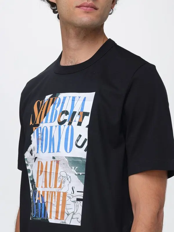 Paul Smith Graphic And Slogan Print Organic Cotton Crewneck T-shirt - Black