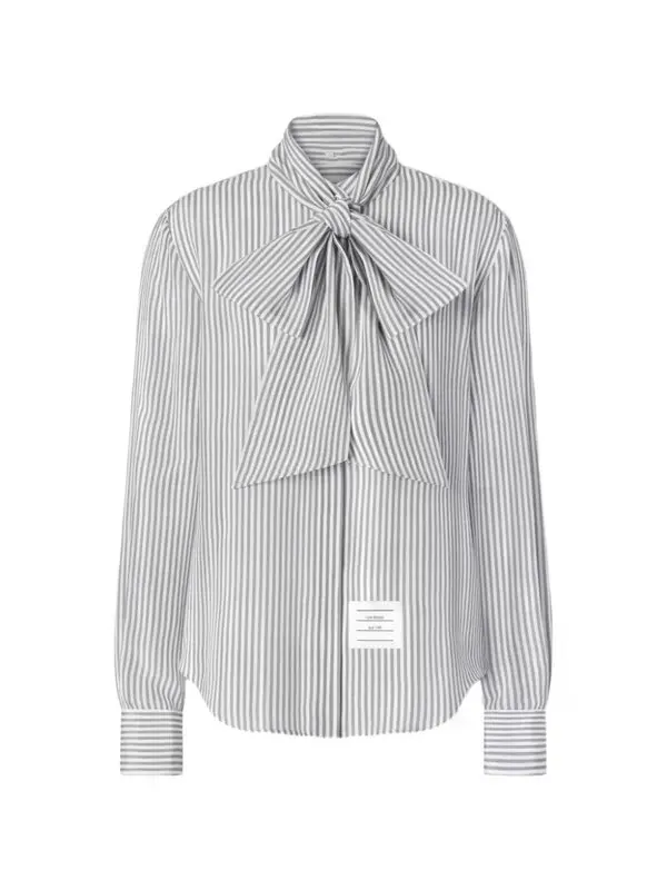 Thom Browne Silk Striped Shirt With Detachable Collar
