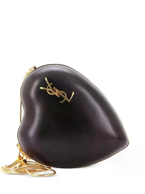 Saint Laurent Heart Chain Box Leather Small Clutch Bag