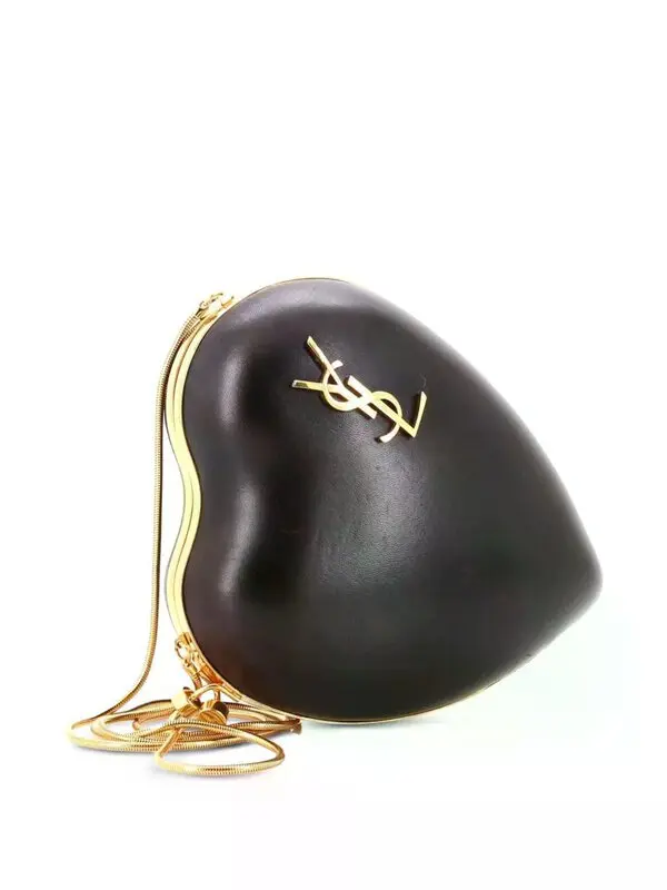 Saint Laurent Heart Chain Box Leather Small Clutch Bag