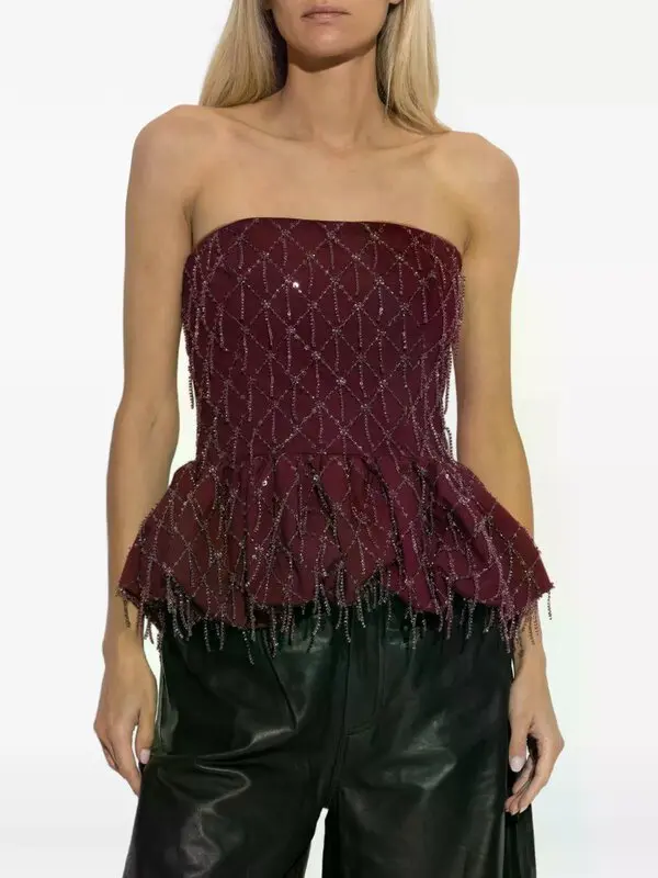 ROTATE BY BIRGER CHRISTENSEN Bead-embellished Peplum Top