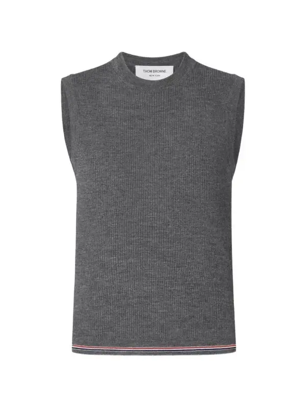 Thom Browne Merino Wool Rwb Stripe Shell Top - Grey