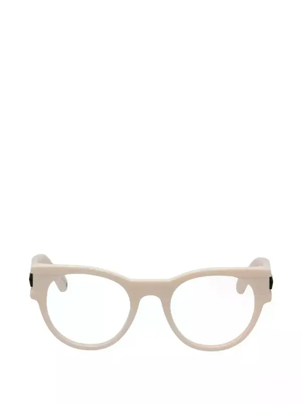 Off-White Logo-plaque Round-frame Eyeglasses - Neutrals