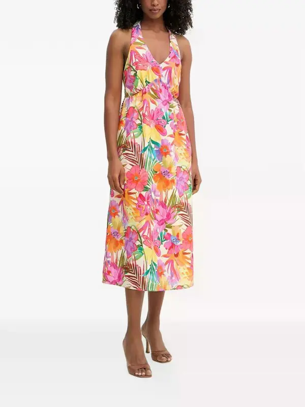 MORGAN Floral-print Halterneck Midi Dress