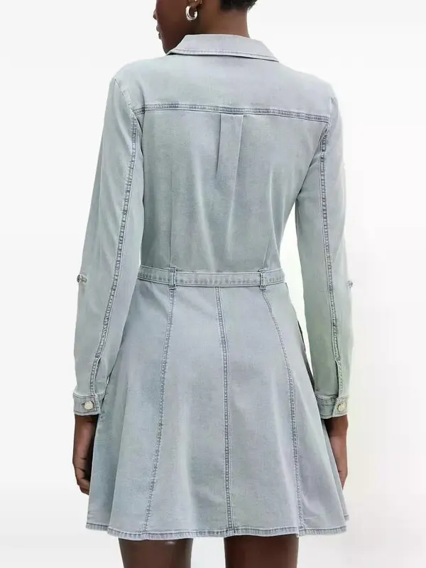 MORGAN Belted Button-front Denim Mini Dress