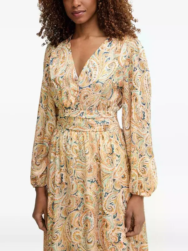 MORGAN Paisley Print V-neck Midi Dress