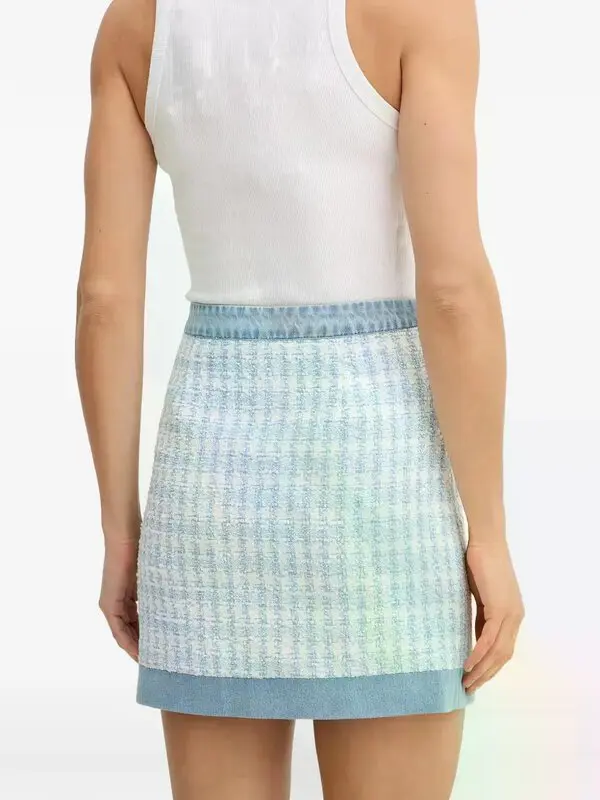 MORGAN Tweed-effect Denim-trim Mini Skirt