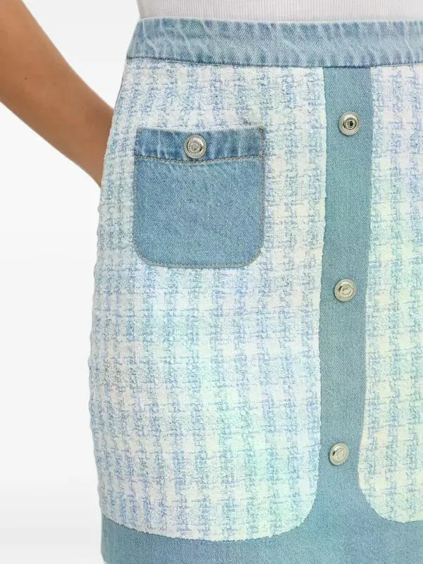 MORGAN Tweed-effect Denim-trim Mini Skirt