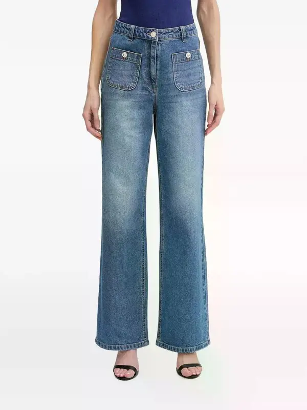 MORGAN Button-pocket Wide-leg Jeans - Blue