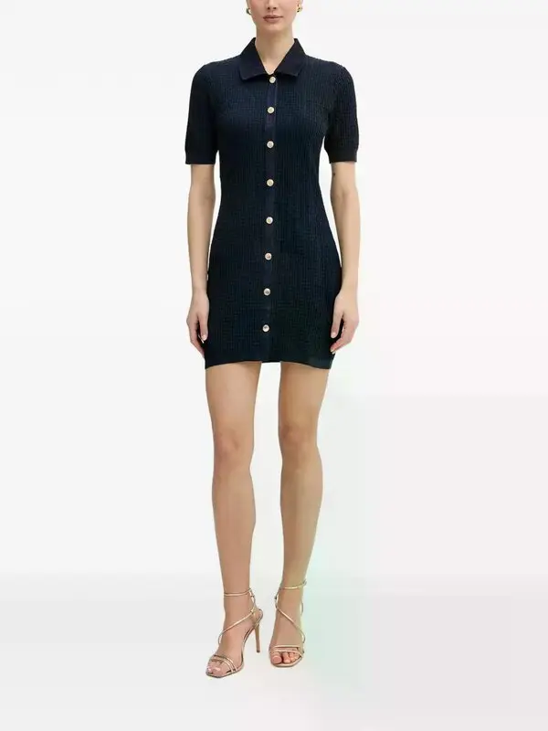 MORGAN Basket-weave Denim-collar Mini Dress