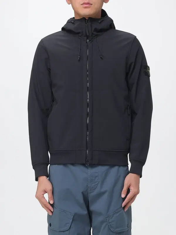 Stone Island Zip-up Hooded Jacket - Black