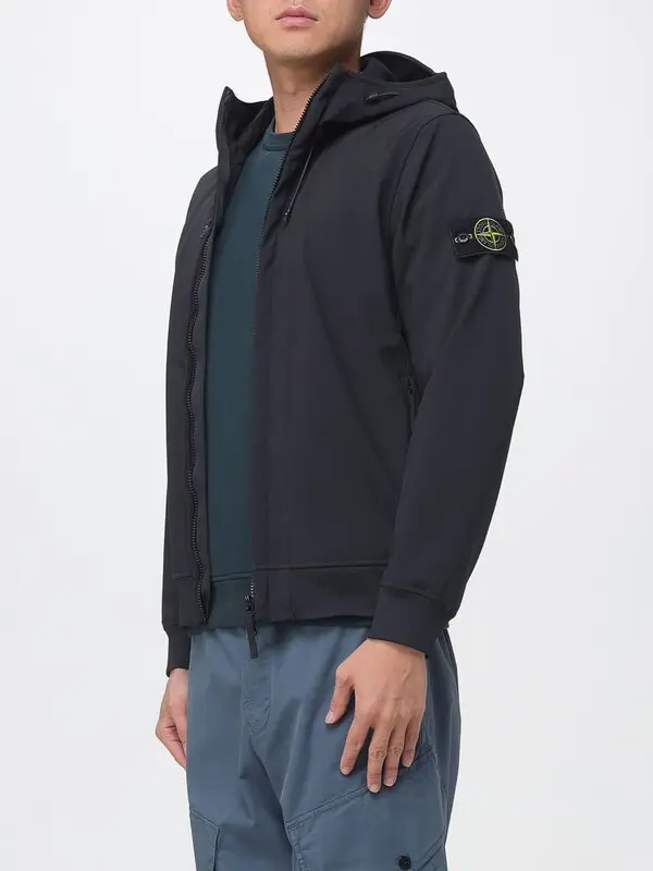 Stone Island Zip-up Hooded Jacket - Black