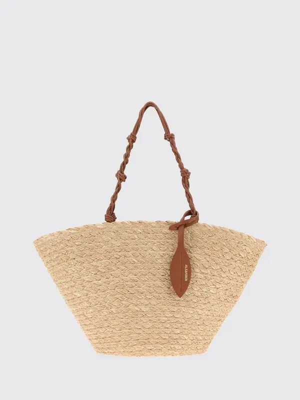 JIL SANDER Small Raffia Tote Bag With Braided Handle - Brown