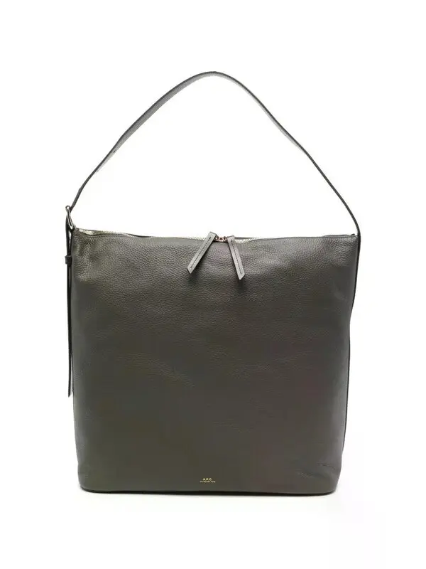 A.p.c. Maxi Vera Grained Leather Shoulder Bag - Grey