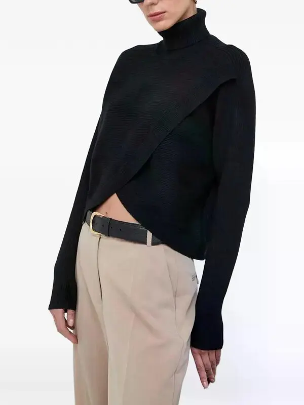 MORGAN Crossover Ribbed-knit Sweater
