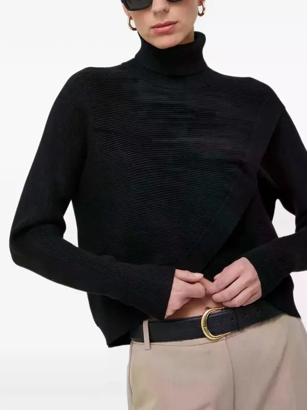 MORGAN Crossover Ribbed-knit Sweater