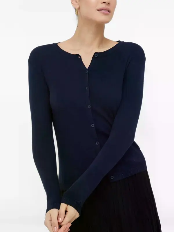 BENETTON Fine Knit Button-up Cardigan - Blue
