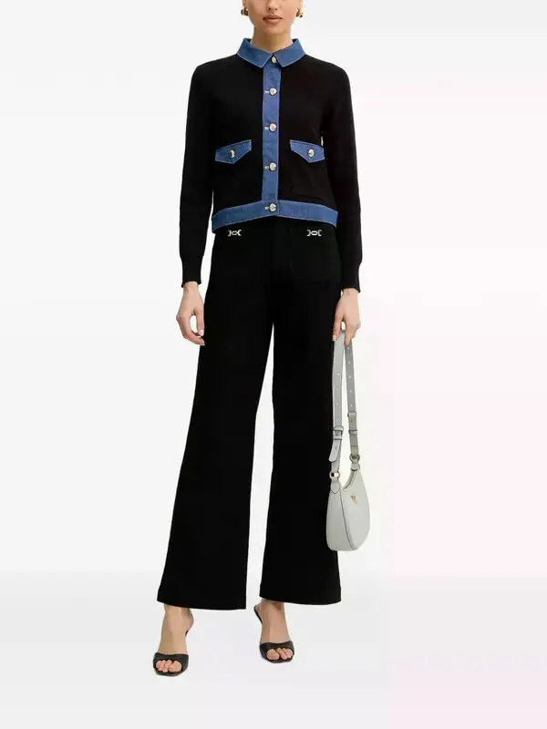 MORGAN Denim-trim Button-up Cardigan