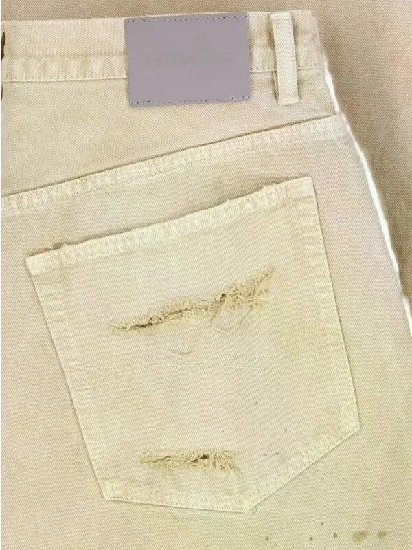 Balenciaga Distressed Paint-splatter Wide-leg Jeans