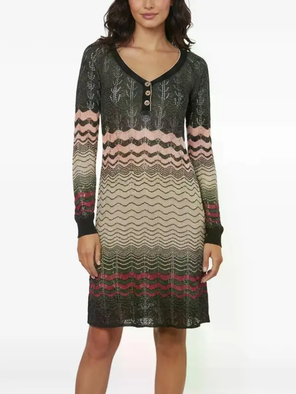 Missoni Chevron-knit V-neck Midi Dress