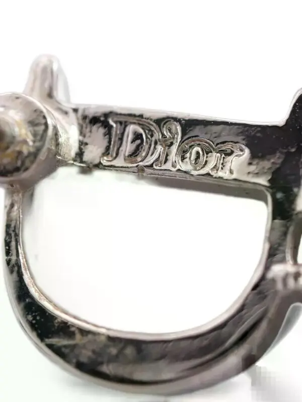 Dior 2010s Logo Rhinestone Drop Earrings