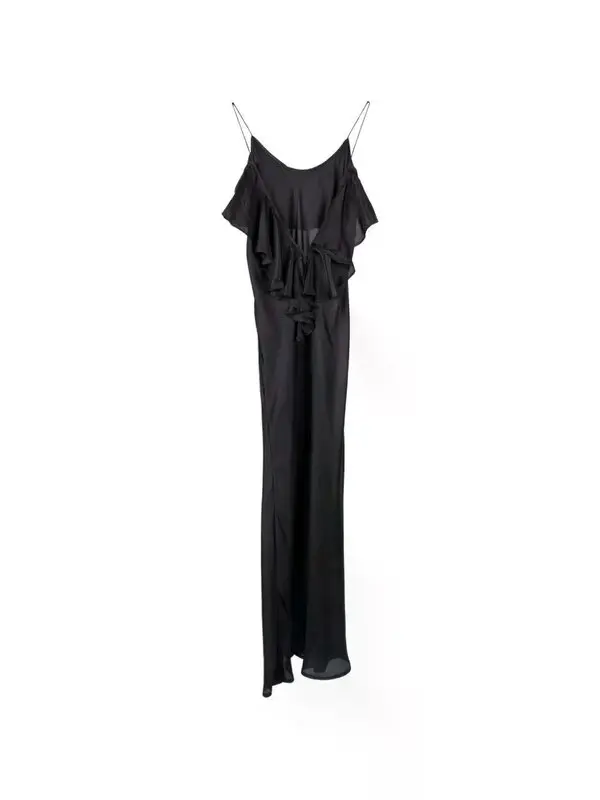 FARAH Flora Ruffled Silk Dress