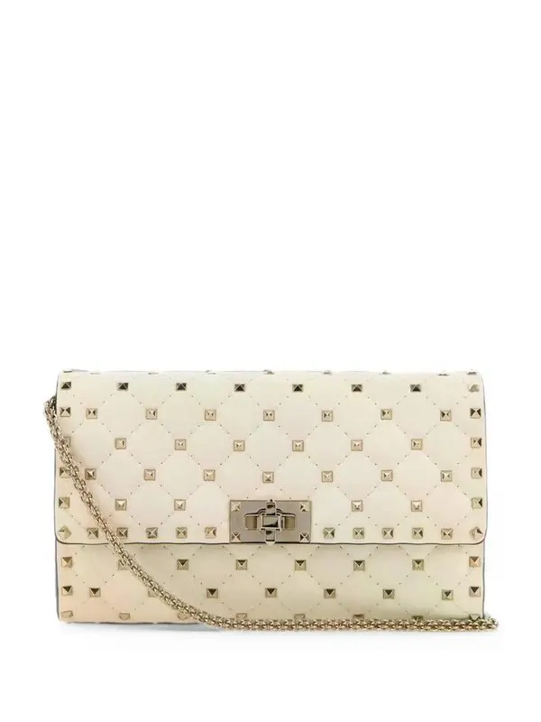 Valentino Garavani Rockstud Spike Nappa-leather Crossbody Clutch Bag - Neutrals